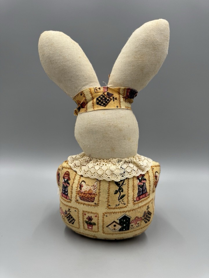 VTG 1999 Anco Cloth Bunny Rabbit Plush 7” Stuffed Animal Basket W ...