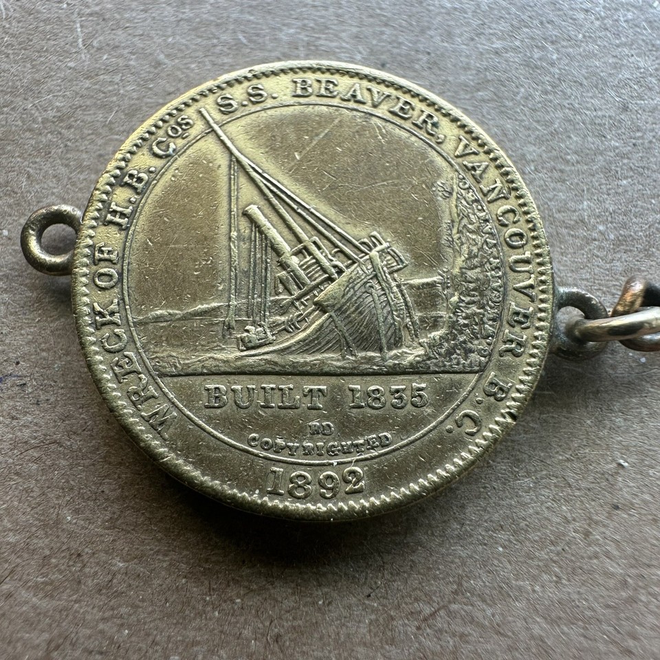 Wreck of Hudson Bay Company S.S. Beaver 1892 Vancouver BC. Copper Medal ...