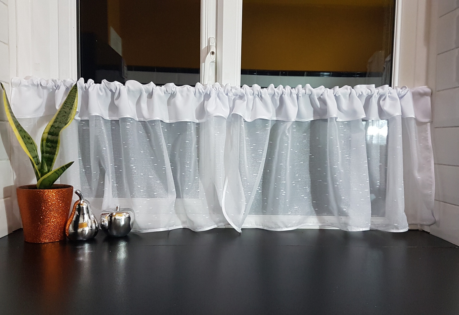 Ready made cafe kitchen net curtain Ready to hang voile marquisette ...