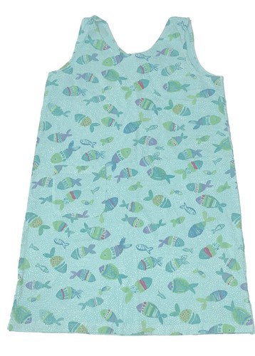 MED FRESH PRODUCE Clear Water blue KALEIDOSCOPE FISH Tank Dress NWT ...