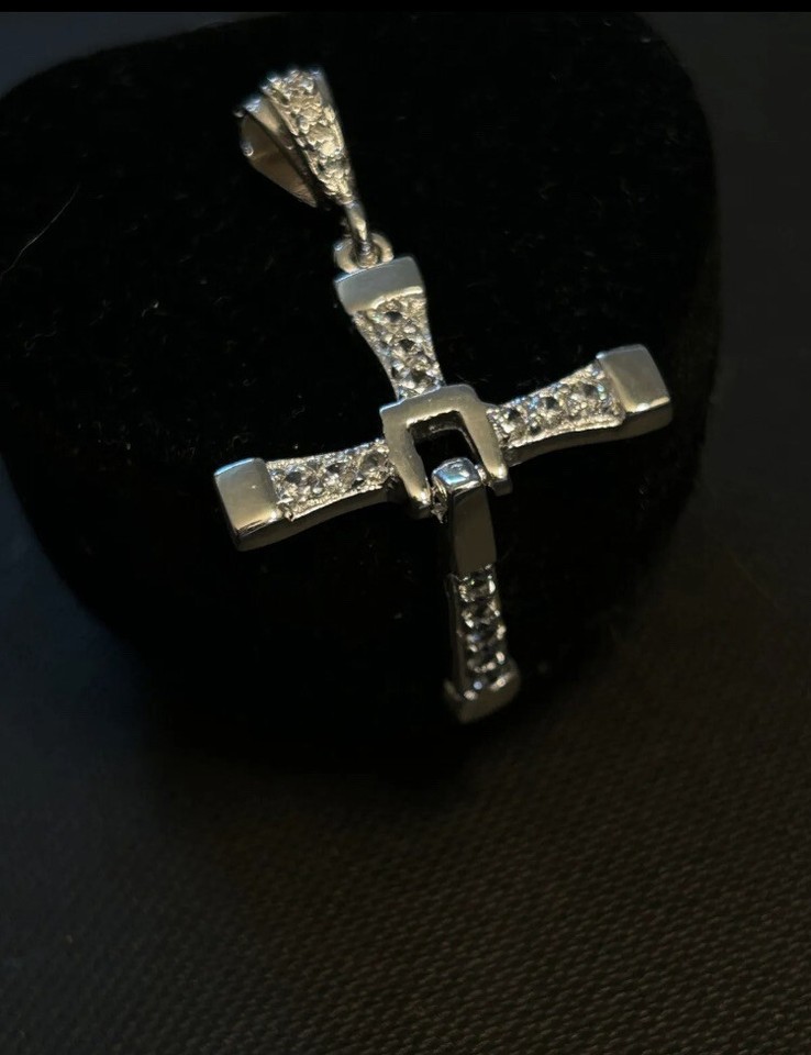 925 Sterling Silver Cross Dominic Toretto Cubic Zirconia Fast Furious ...
