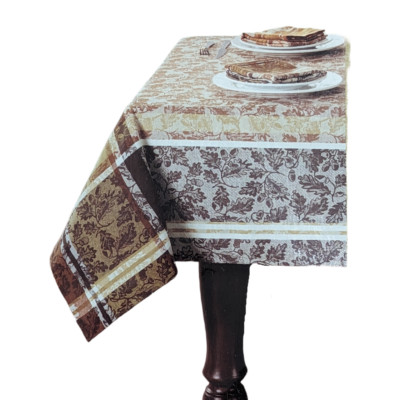 Acorn Jacquard Tablecloth Set 60 x 84 Napkins Runner Acorn Fall Theme ...