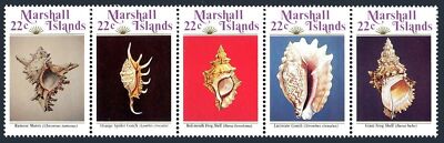 Marshall 119-123a strip,MNH.Mi 87-91. Sea Shells 1986.Ramose murex ...