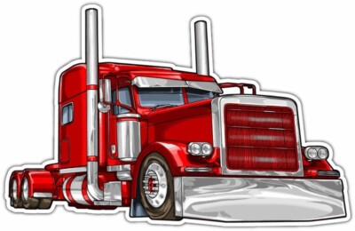 Semi Truck Red Trailer Freight Trucking Car Bumper Window Sticker Decal ...