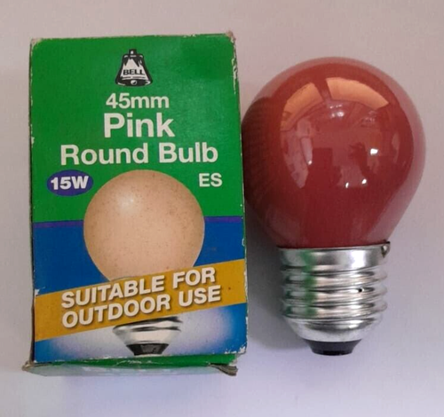 15W Bell Golf Pink Coloured Tough Lamp Dimmable ES E27 Edison Screw ...