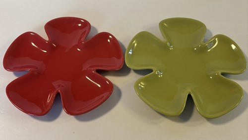 Set of 2 LNT Home Flower Plates Retro Style Green And Rose Color | eBay