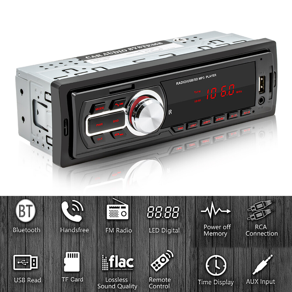 1 Din Car Radio USB RCA Output Digital Bluetooth-Compatible MP3 Player ...