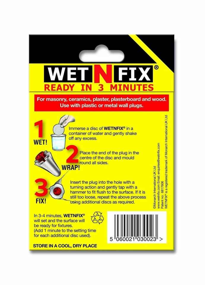 WETNFIX (20 Discs) - Fixing Wall Anchors Fast! Ideal for Loose Wall ...
