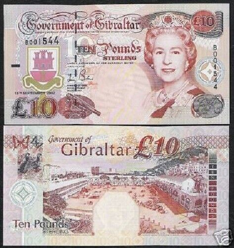 Gibraltar £10 POUNDS P-30 2002 Commemorative QUEEN Elizabeth QE England ...
