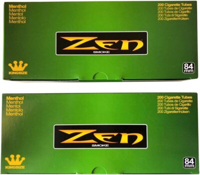 Zen Menthol 84 mm king size Cig Tubes 200 Count Per Box [2-Boxes] | eBay