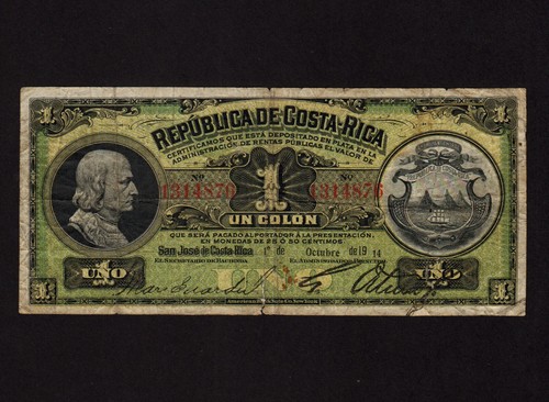 Costa Rica:P-143, 1 Colon, 1914 * Christopher Columbus * F * | eBay