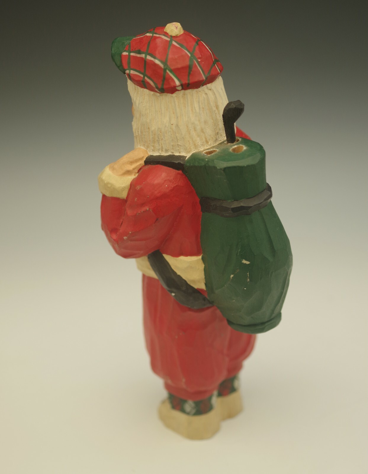 JAMES HADDON FOLK ART HAND CARVED WOOD GOLFER SANTA 9" SIGNED | eBay