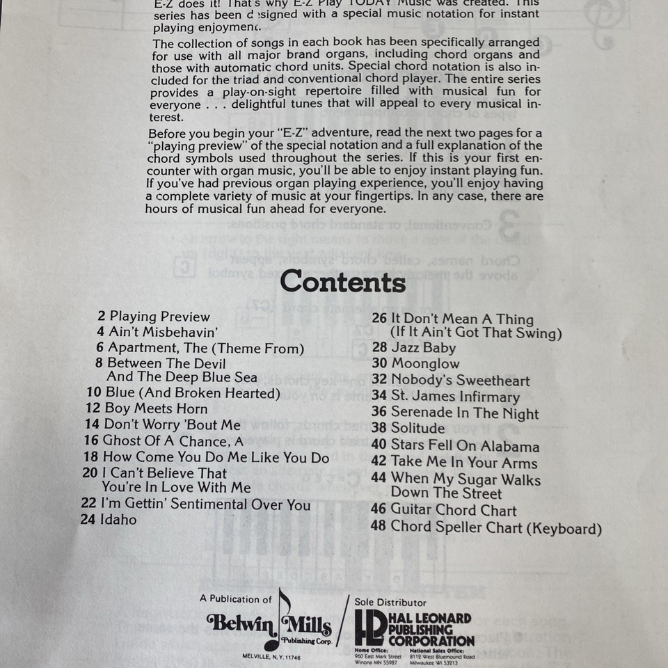 EZ Play Today Hal Leonard Publishing Organ Piano Keyboard #51 Mood ...