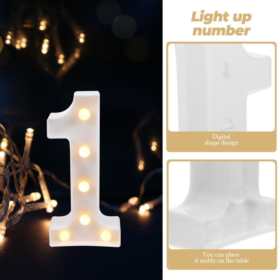 Light Up Number 1 Plastic Number Sign Light LED Number Light Party ...