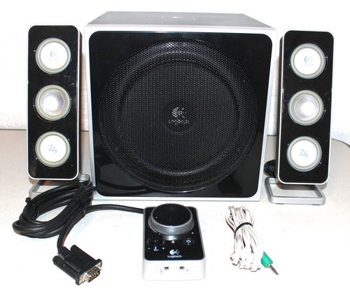 Logitech Z4 Computer Speaker 2.1 System w/ Volume Control Pad ...