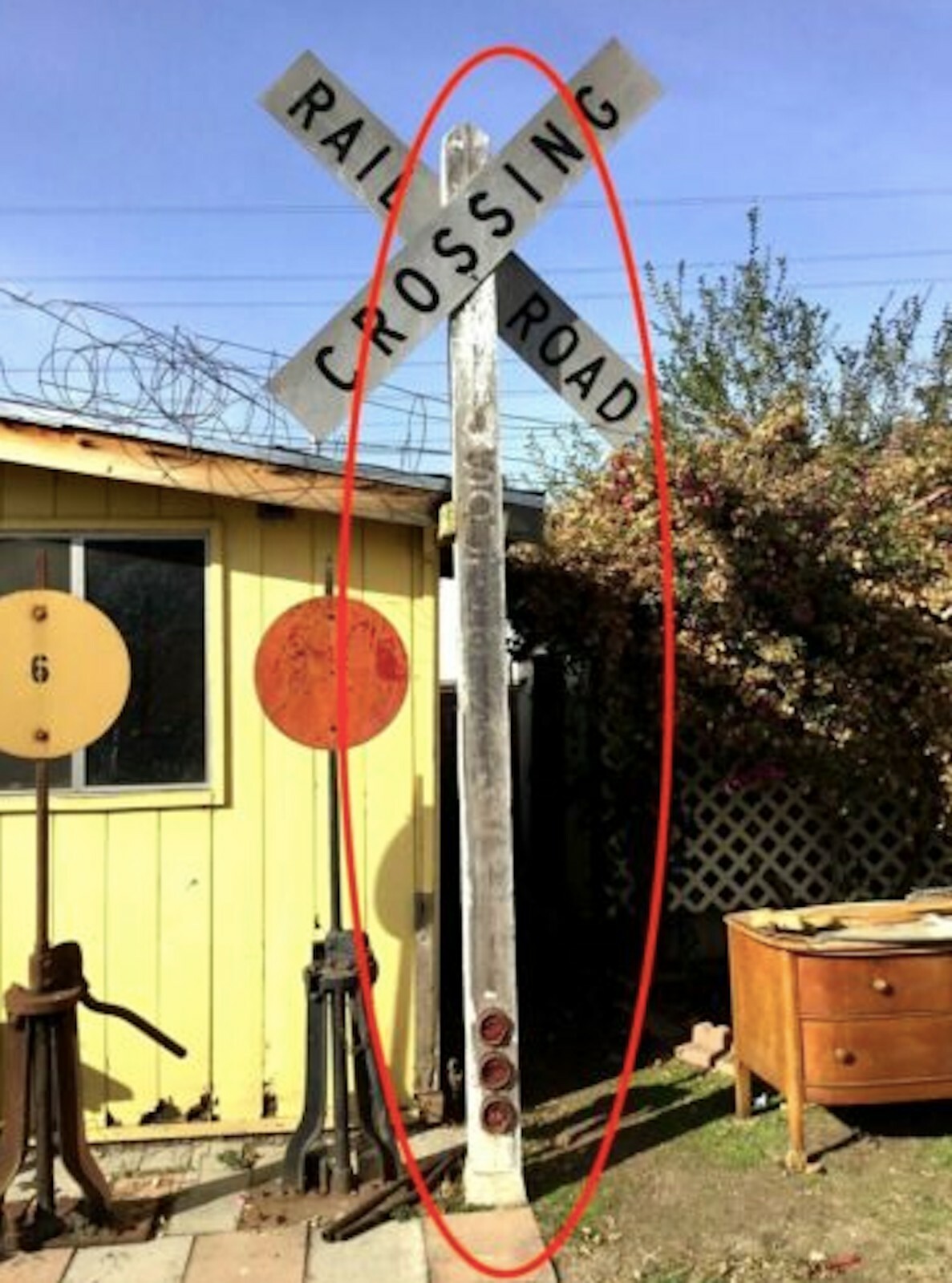 vintage Railroad Sign Crossbuck Crossing Vintage w/sign pole and base ...