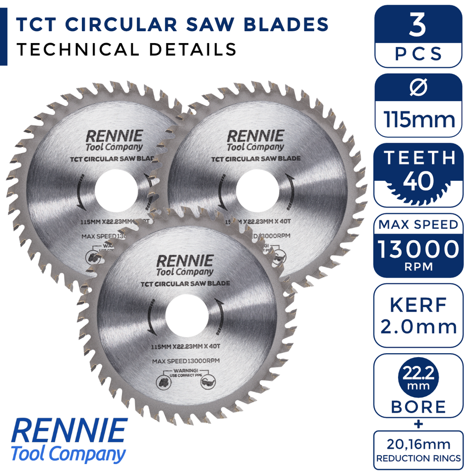 3 X 115mm x 40T TCT Circular Wood Saw Blade 4.5" Cutting Disc For Wood ...