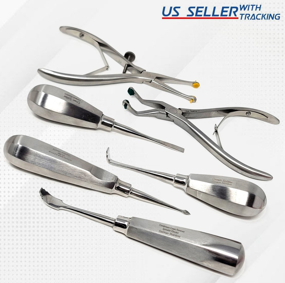 6x Dental Surgical Elevators Christensen Crown Remover Splitter Extraction SET | eBay