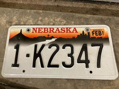 Nebraska License Plate 1-K2347 (Exp. Feb 1997) | eBay