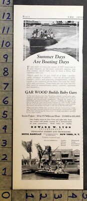 1927 HOWARD LYON GARWOOD MOTORBOAT BABY CRUISER HOTEL BARLCAY NAUTICAL ...