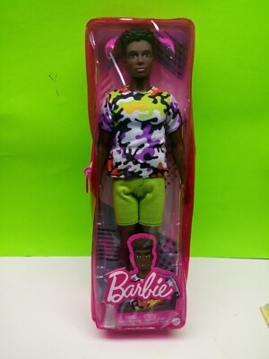 Barbie Ken Fashionistas Doll, Broad, Black Curly Hair, Multi-Colored ...