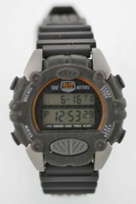 Fossil FSL Watch Mens Chro Month Day Date Alarm 24hr Black Rubber 100m ...