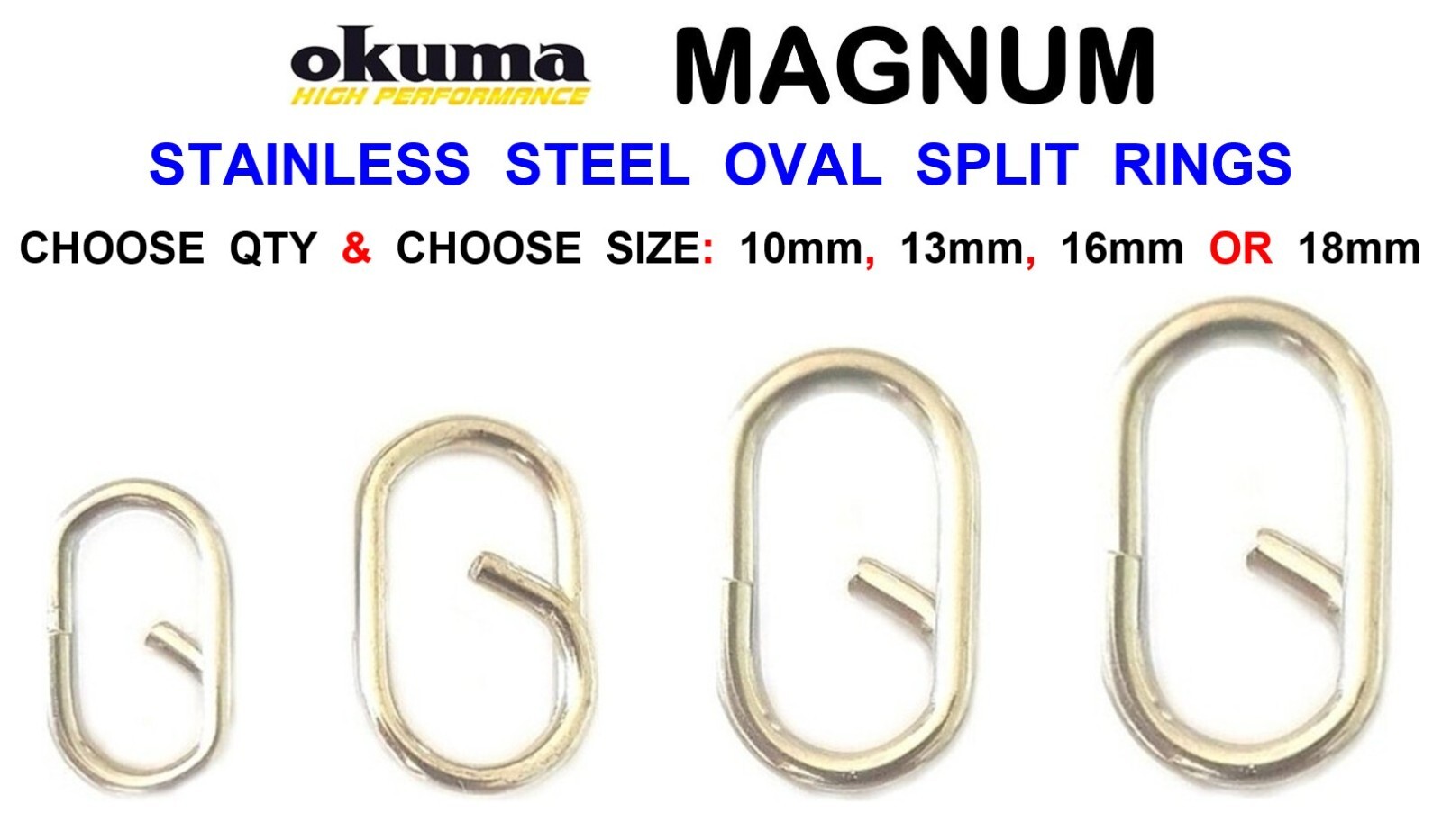 OKUMA STAINLESS STEEL OVAL SPLIT RINGS SEA FISHING LINE EASY RIG FAST ...
