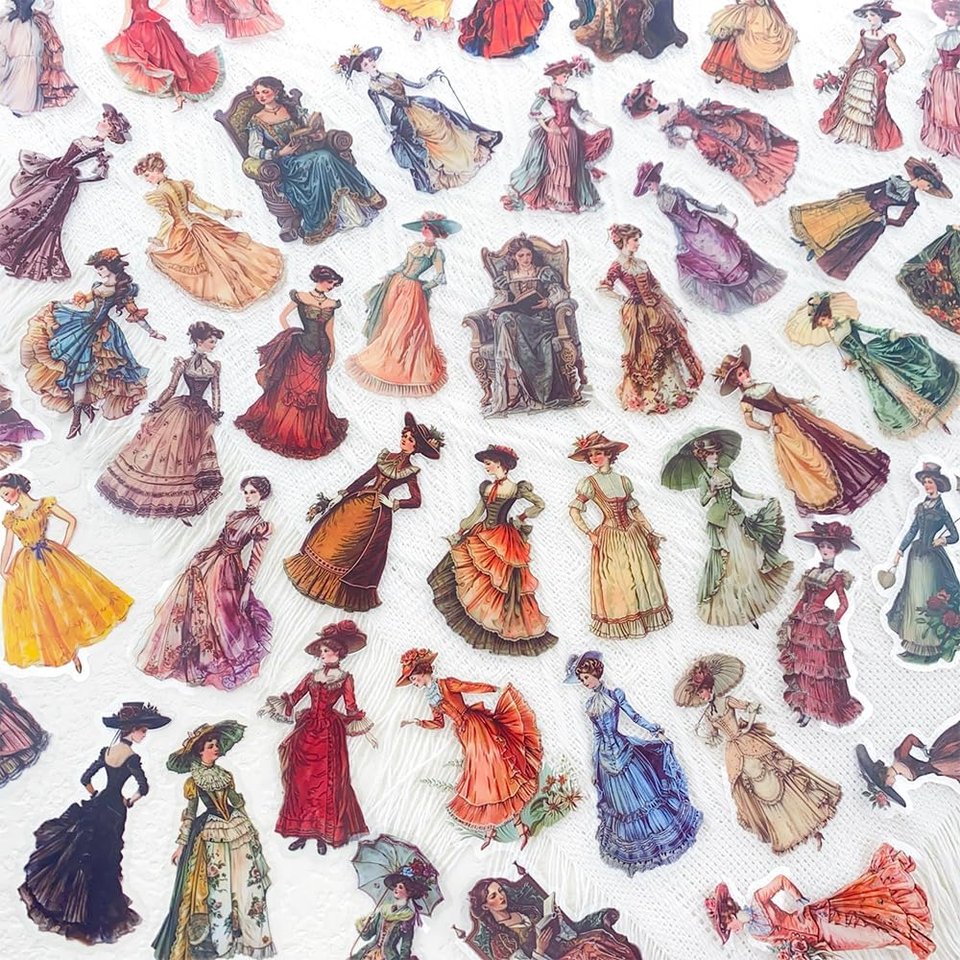 100PCS Vintage Victorian Stickers Pack – Aesthetic Retro Clear Ephemera ...