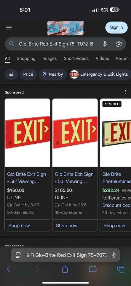 Jessup Glo-Brite Red Exit Sign 75–7072-B New Sealed | eBay