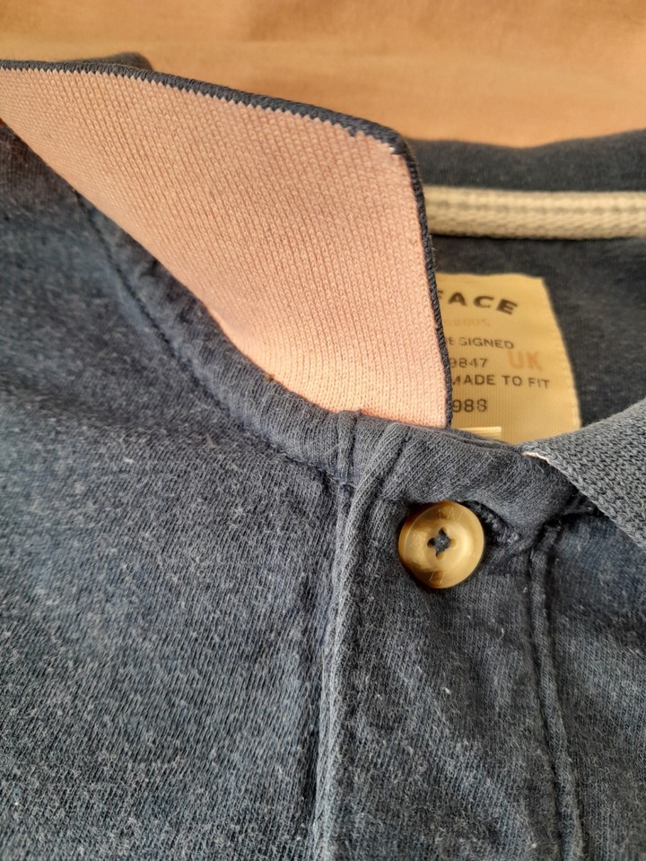 Fat Face Short Sleeve Polo Shirt Blue Navy and Pale Pink size L Large ...