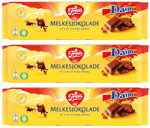 Buy Freia Norwegian Traditional Daim Toffee Caramel Milk Chocolate 3 x ...