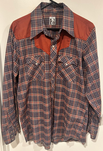 Vintage KARMAN Red Colorblock Pearl Snap Western Cowboy Rodeo Shirt SZ ...