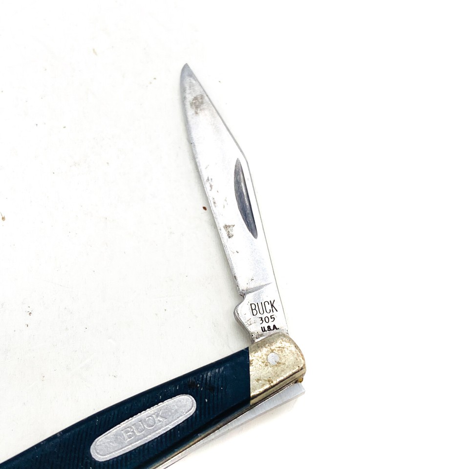 Vintage Buck 305 Lancer 2-Blade Folding Pocket Knife, Black, Pre Date ...