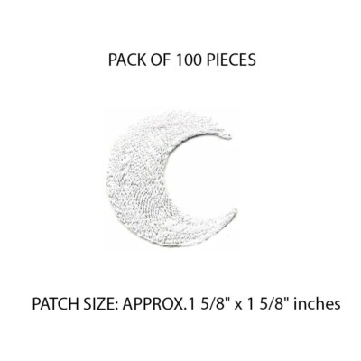 White Lunar Waning or Waxing Crescent Moon Embroidery Patch | eBay