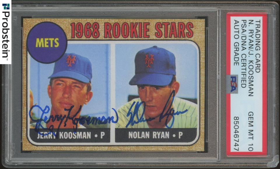 Jerry Koosman Nolan Ryan HOF Dual Signed 1968 RC Retro PSA/DNA 10 AUTO ...