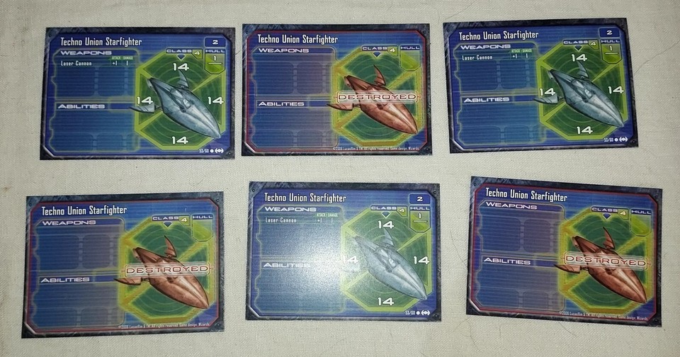 Star Wars Miniatures Starship Battles - (6) Techno Union Starfighter w ...