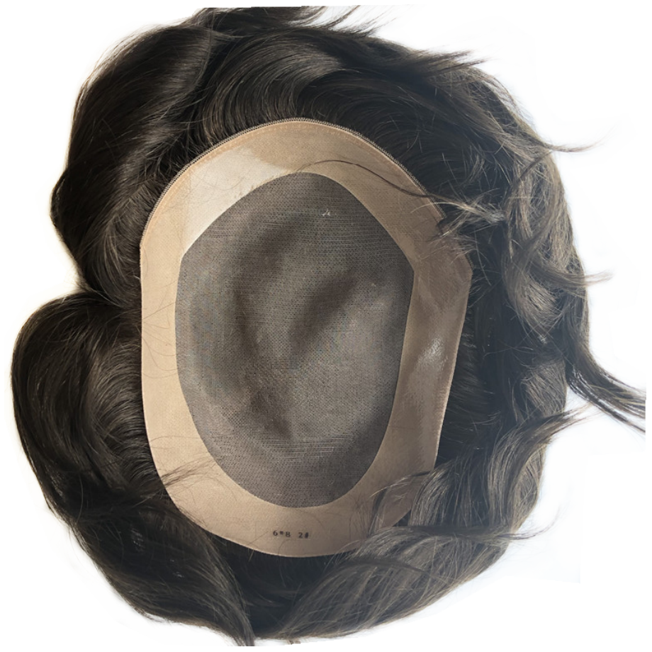 Durable Mens Human Hair Replacement System Hairpiece Fine Mono Poly ...