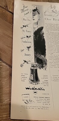 1956 Miahati Blue Fox My Fancy Audacious Jaunty Perfume Vintage ad | eBay