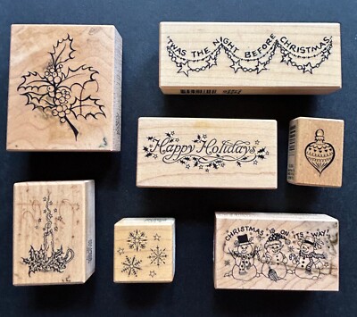 Set of 7 Rubber Stamps by PSX: Holiday Snowman, Night Before Christmas ...