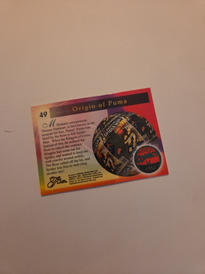 1994 Flair Marvel Comics Puma vs Spidey Origin of Puma card #49 | eBay