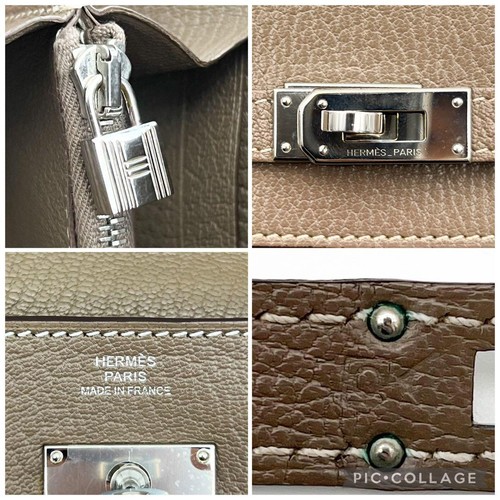 Hermès Kelly Wallet Chèvre Mysore Long Wallet Etoupe Silver Metal ...