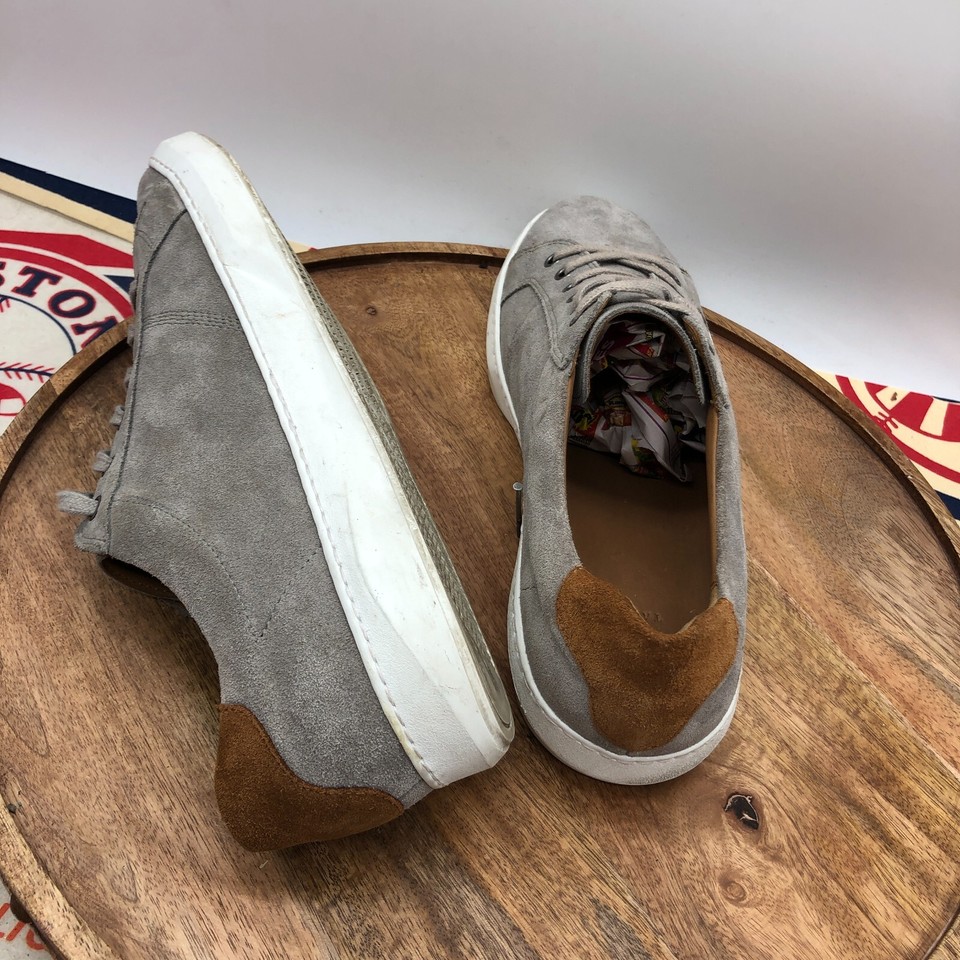 Robert Talbott Mens Hudson Gray Suede Leather Casual Sneakers Shoes ...