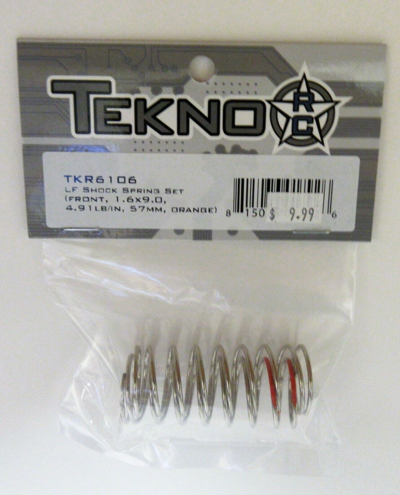 Tekno RC LF Shock Spring Set (Front, 1.6x9.0, 4.91LB/IN, 57mm Orange) # ...