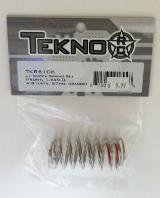 Tekno RC LF Shock Spring Set (Front, 1.6x9.0, 4.91LB/IN, 57mm Orange) # ...