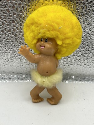 VINTAGE CREATA TROLLS CAVE BABIES FIGURE Doll Afro Yellow Hair TOY ...