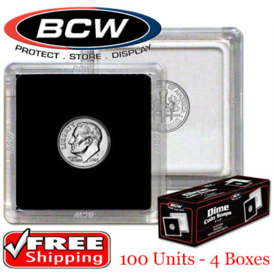 100 BCW 2x2 Plastic Coin Holders For US Dimes Premium Snaplock Storage ...