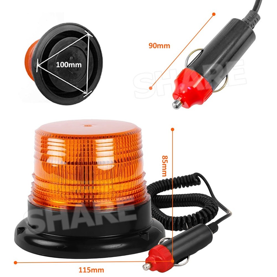 2PCS Emergency Car Beacon Strobe Amber LED Light Flashing Warning ...