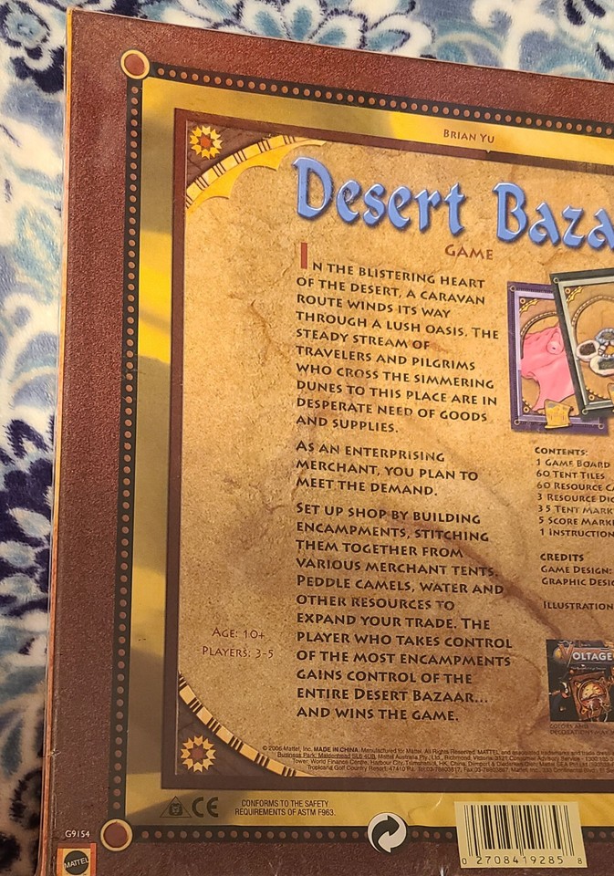 "Desert Bazaar Game" 2006 Mattel New Brian Yu Game In Original ...