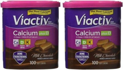 Viactiv Calcium Supplement Soft Chews, Milk Chocolate, 100-Count (Pack ...