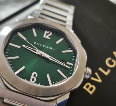 Rare Green Dial BVLGARI OCTO Wrist Watch With Original Box Very Good ...